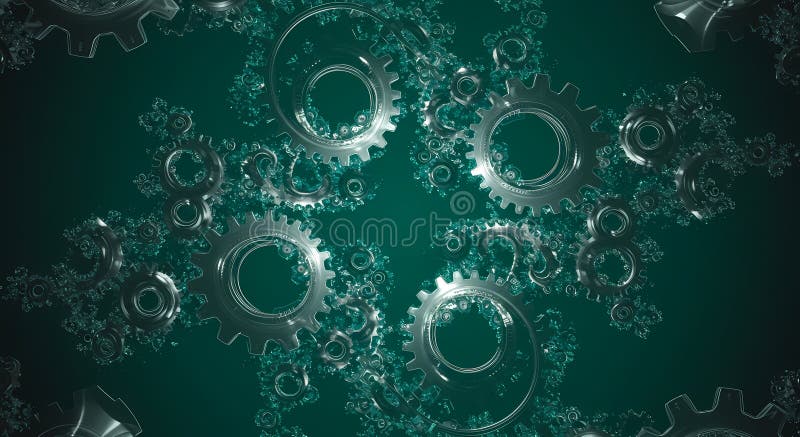 Crystal Gears in Motion stock illustration. Illustration of metallic ...