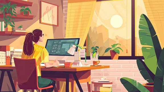 Illustration of a Geek at Work Stock Illustration - Illustration of ...