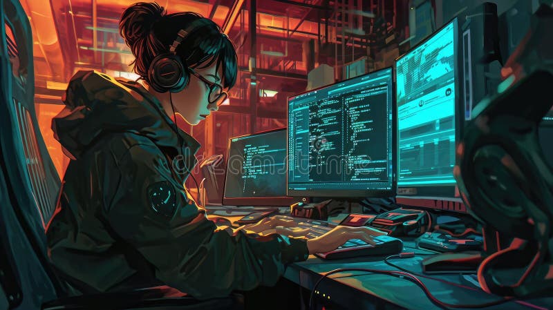 Illustration of a Geek at Work Stock Photo - Image of person, concept ...