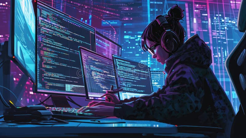 Illustration of a Geek at Work Stock Photo - Image of happy, person ...