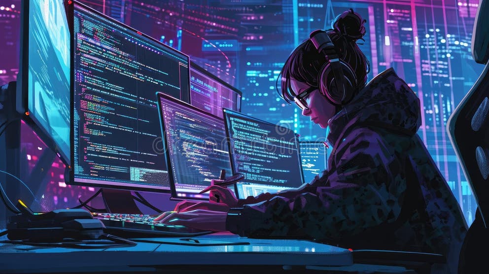 Illustration of a Geek at Work Stock Photo - Image of happy, person ...