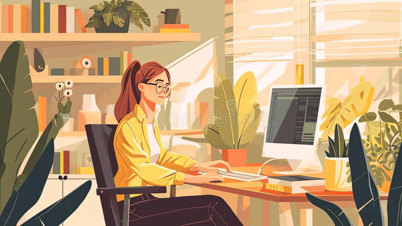 Illustration of a Geek at Work Stock Illustration - Illustration of ...