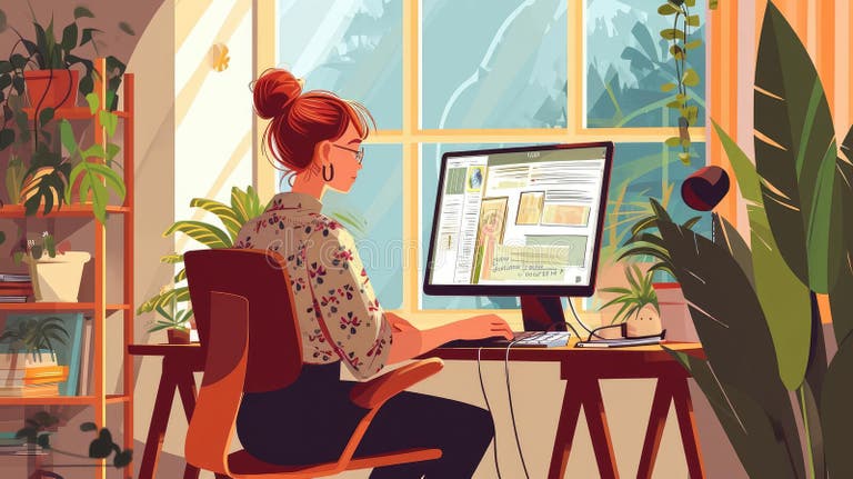 Illustration of a Geek at Work Stock Illustration - Illustration of ...