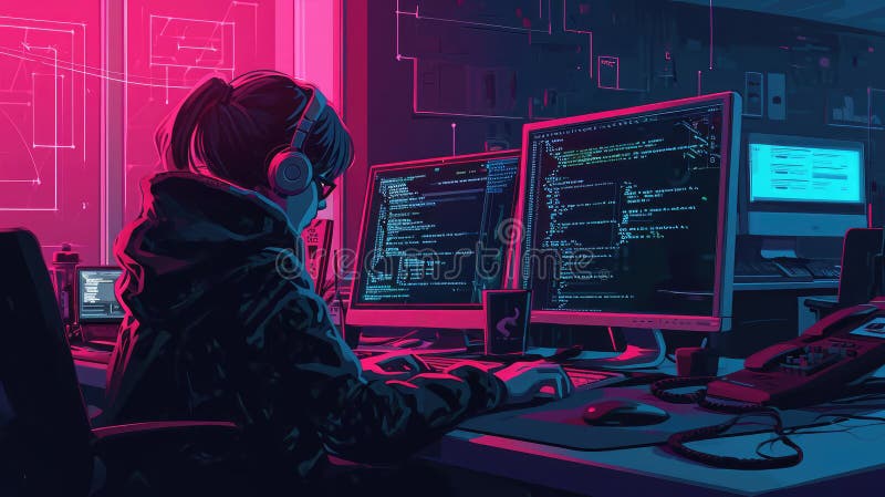 Illustration of a Geek at Work Stock Photo - Image of workplace, happy ...