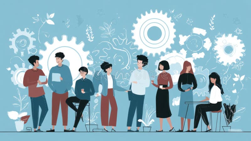 Teamwork and Innovation stock illustration. Illustration of workplace ...