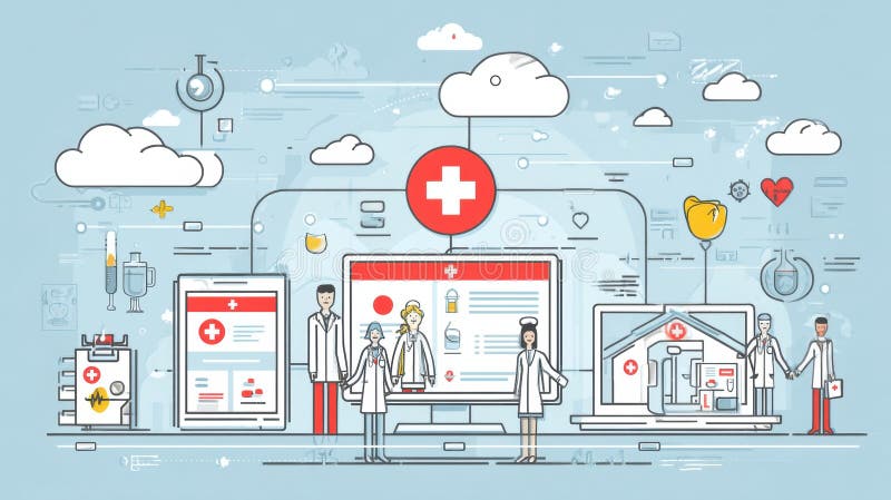 AI-Powered Healthcare Network Stock Illustration - Illustration of ...