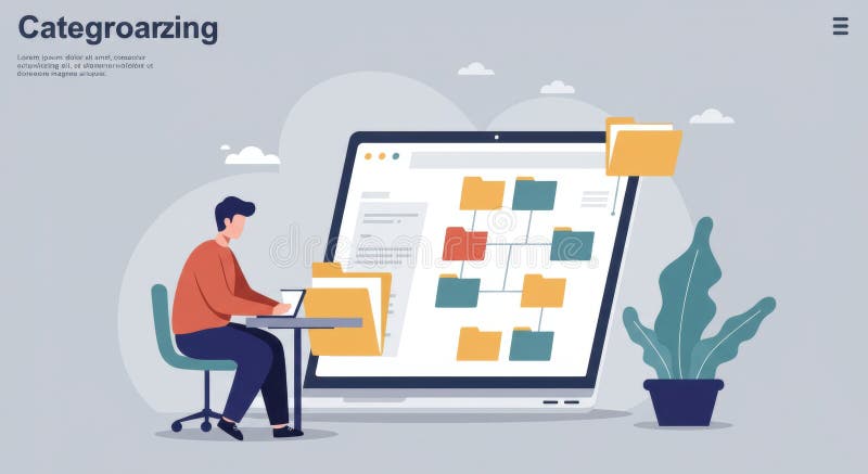 AI-Powered File Organization Stock Illustration - Illustration of task ...