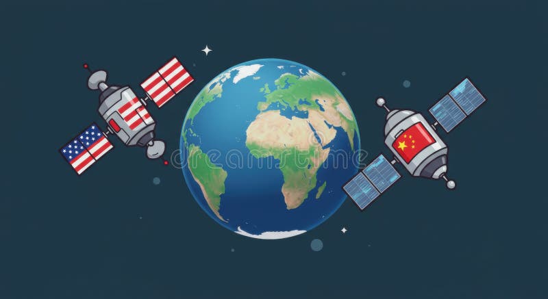 US-China Space Race stock illustration. Illustration of earth - 376138063