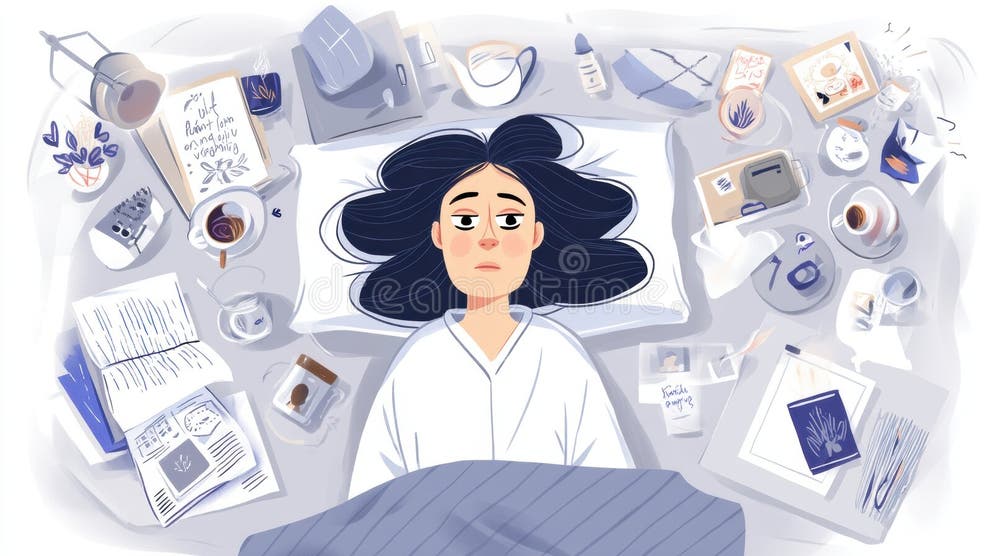 Overwhelmed and Exhausted stock illustration. Illustration of morning ...