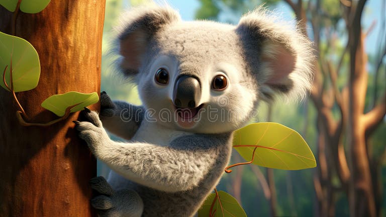 Cute Koala Anime Wallpaper stock illustration. Illustration of flowers ...