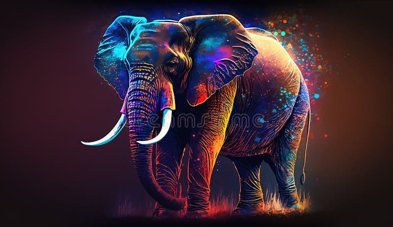 Rainbow Elephant in Wonderland Stock Illustration - Illustration of ...
