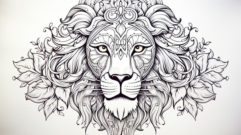 Lions Spiral Mandala stock illustration. Illustration of mindfulness ...