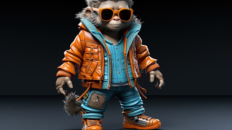 Funky Primate in 3D stock illustration. Illustration of entertainment ...