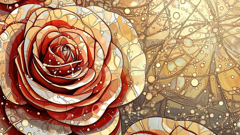 Sepia Ink Rose with Raindrops Stock Illustration - Illustration of ...