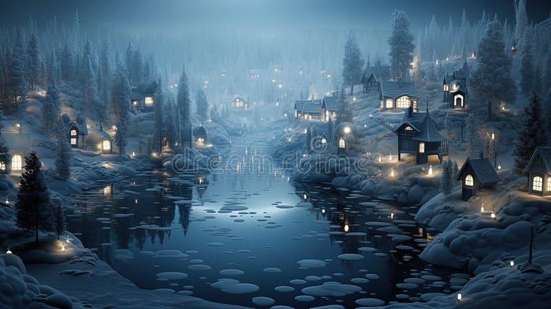 Frosty Nordic Christmas Delight Stock Illustration - Illustration of ...