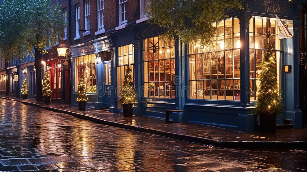 Enchanting London Christmas at 1850 Stock Illustration - Illustration ...