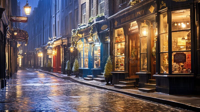 Enchanting London Christmas at 1850 Stock Illustration - Illustration ...