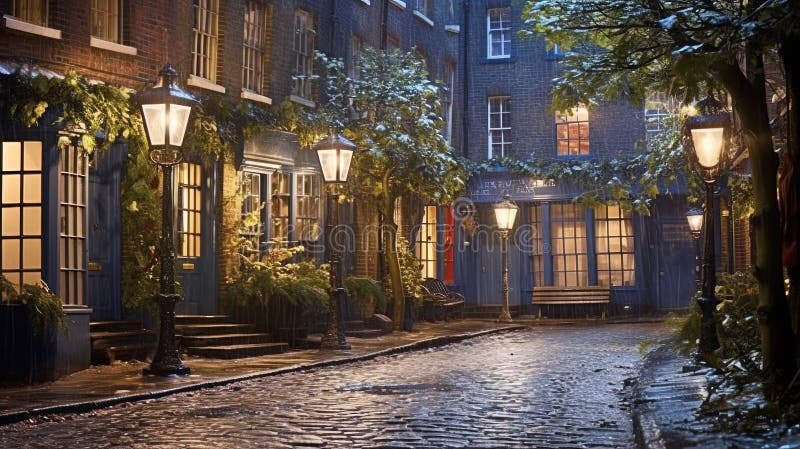 Enchanting London Christmas at 1850 Stock Illustration - Illustration ...