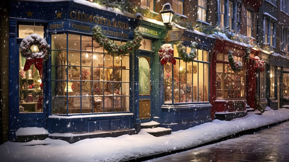Enchanting London Christmas at 1850 Stock Illustration - Illustration ...