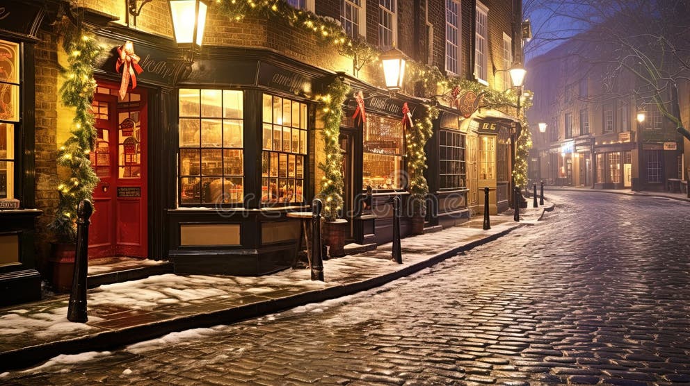 Enchanting London Christmas at 1850 Stock Illustration - Illustration ...