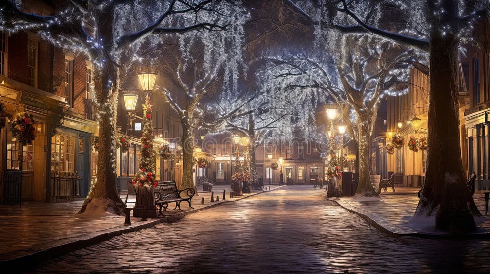 Enchanting London Christmas at 1850 Stock Illustration - Illustration ...