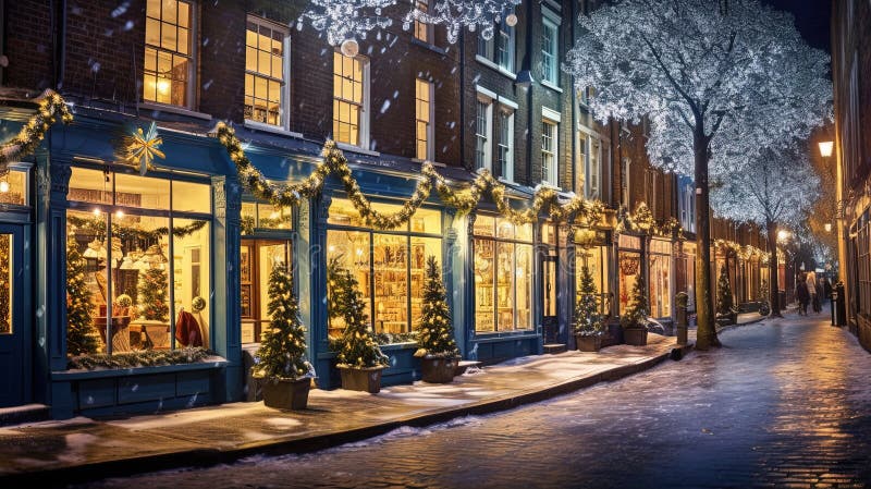 Enchanting London Christmas at 1850 Stock Illustration - Illustration ...