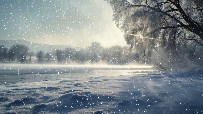 Serene Winter Landscape stock illustration. Illustration of blue ...