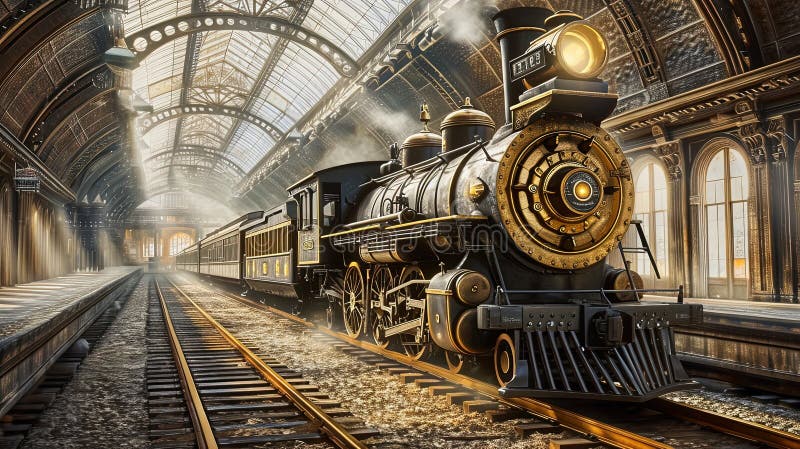 Whimsical TimeTraveling Trains Stock Illustration - Illustration of ...