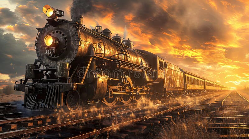 Whimsical TimeTraveling Trains Stock Illustration - Illustration of ...