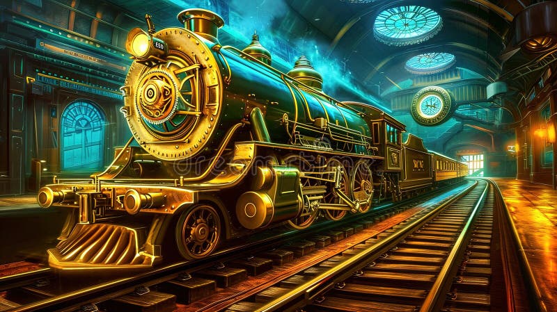 Whimsical TimeTraveling Trains Stock Illustration - Illustration of ...