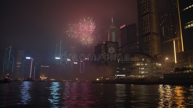 Vibrant Fireworks of Joyful New Year Celebration Stock Illustration ...