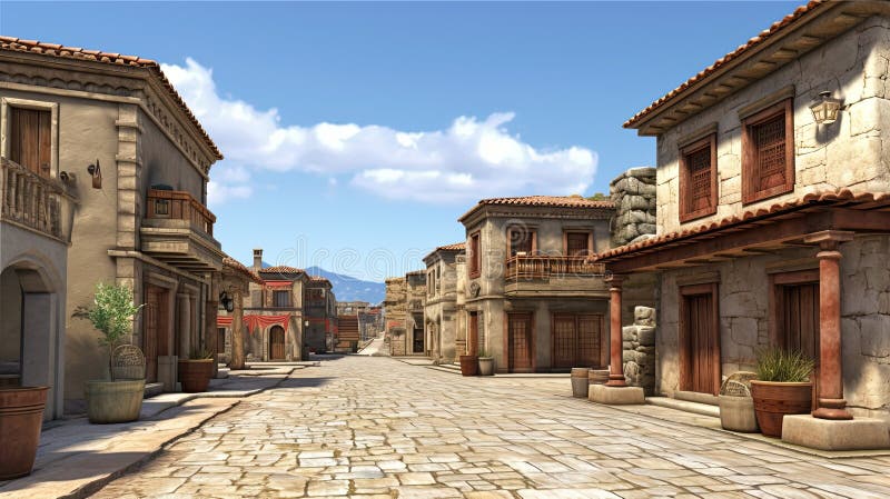 Roman Empire Cityscape Under a Dramatic Sky Stock Illustration ...