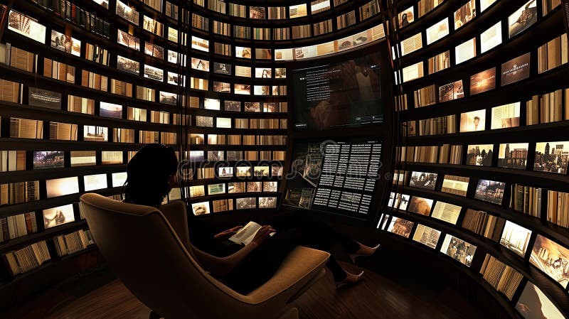 Modern Automated Library stock illustration. Illustration of black ...