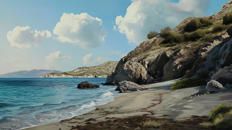 Artwork of Cyprus Landscape Stock Illustration - Illustration of ...