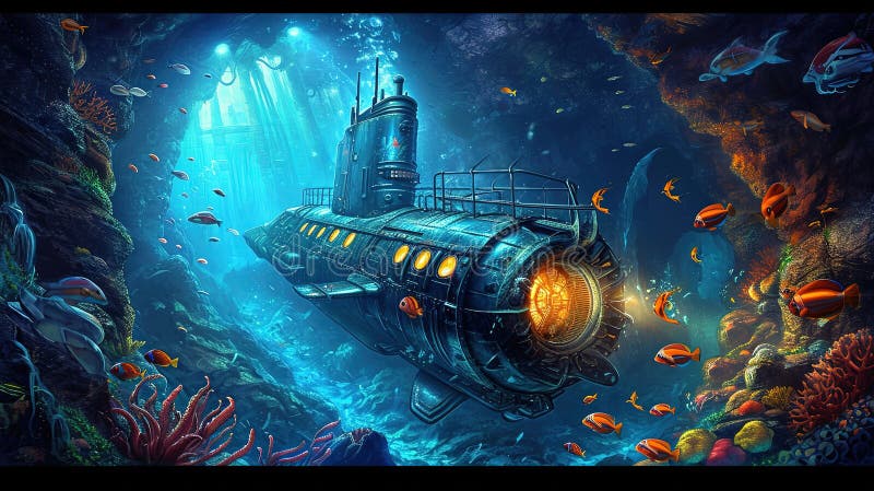 Submarine Adventure stock photo. Image of nature, light - 302748886