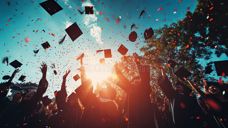 Jubilant Graduation Scene stock illustration. Illustration of circuit ...