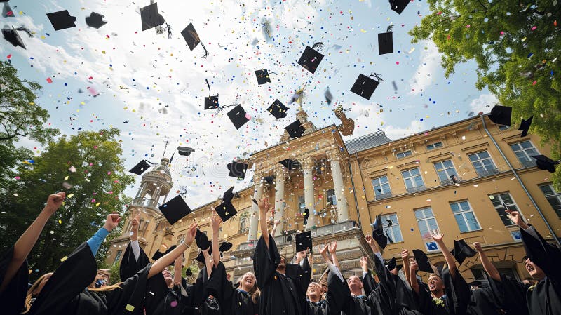 Jubilant Graduation Scene stock image. Image of city - 304610537