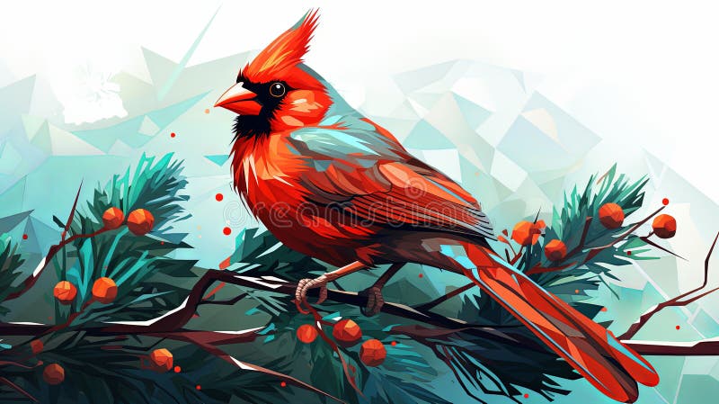 Captivating Majestic Northern Cardinal Vector Art Stock Illustration ...