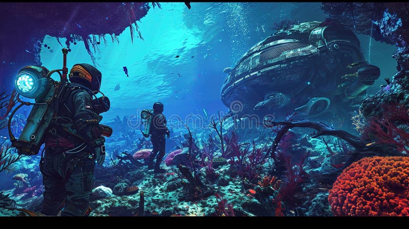 Vivid Underwater Discovery stock illustration. Illustration of nature ...