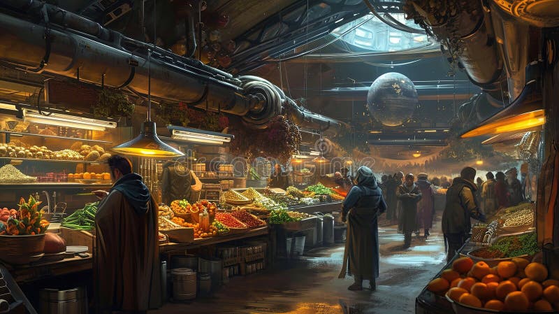 Cosmic Food Extravaganza stock illustration. Illustration of ...