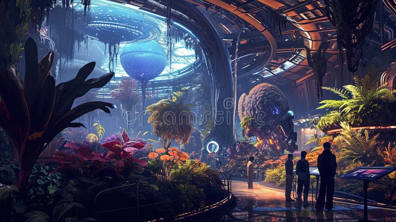 Enchanted Alien Botanical Garden Stock Illustration - Illustration of ...