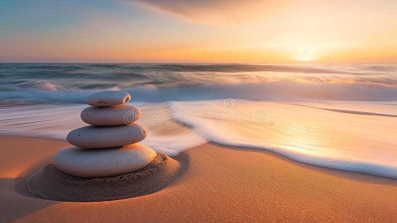 Zen Coastal Haven stock illustration. Illustration of stone - 304738031