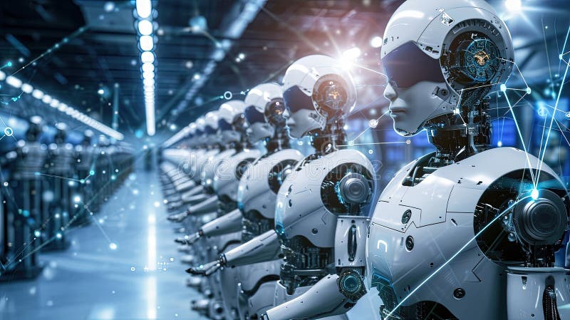 Hightech Robotics Scene stock illustration. Illustration of urban ...