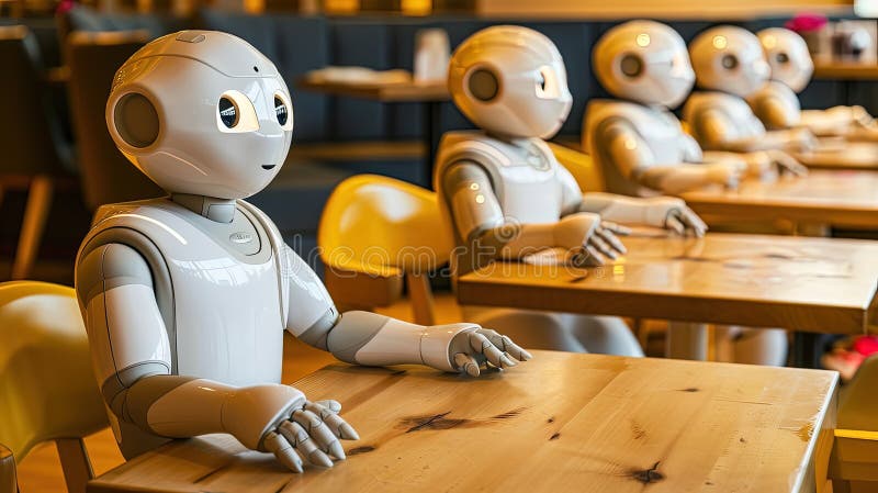 Hightech Robotics Scene stock illustration. Illustration of people ...