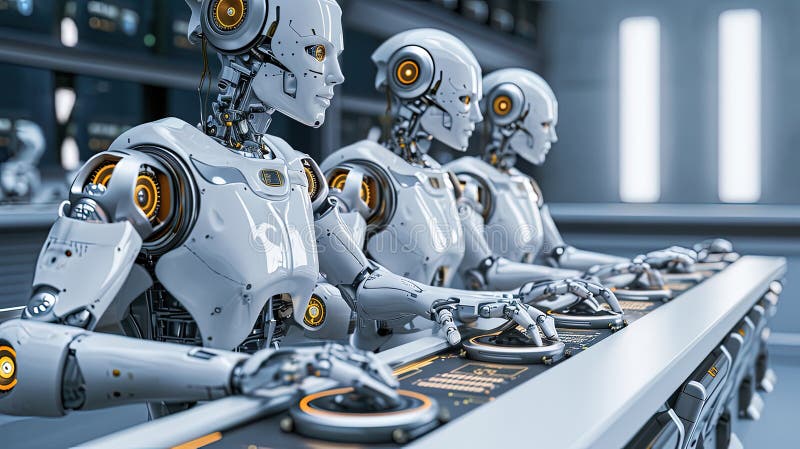 Hightech Robotics Scene stock illustration. Illustration of city ...