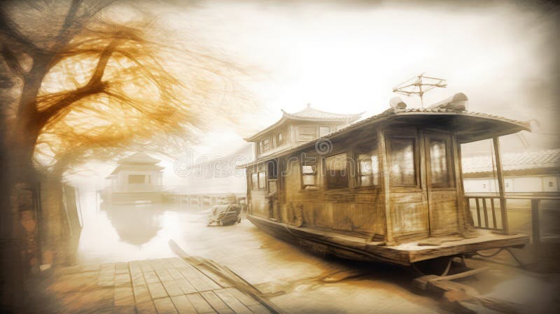 Asian Style Ink Wash Landscape Stock Illustration - Illustration of ...