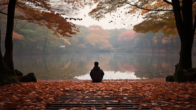 Calm Wilderness Meditation Scene Stock Illustration - Illustration of ...