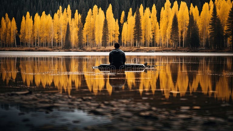 Calm Wilderness Meditation Scene Stock Illustration - Illustration of ...