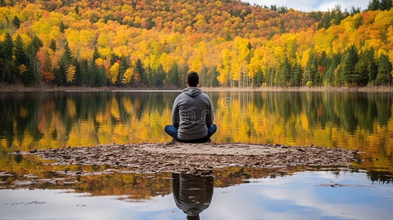 Calm Wilderness Meditation Scene Stock Illustration - Illustration of ...