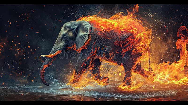 Flaming Elephant stock illustration. Illustration of icon - 302707505